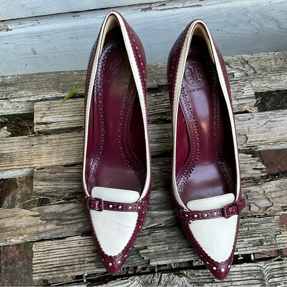 Tory Burch | Shoes | Tory Burch Two Tone Spectator Pumps In Wine And ...